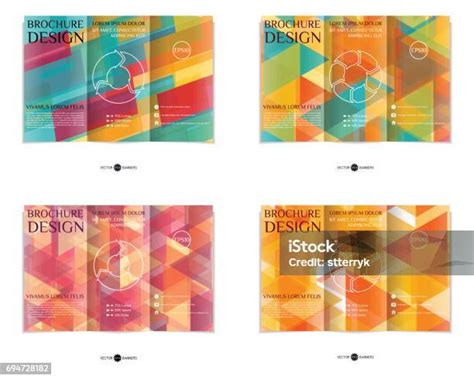 다채로운 3 겹 브로셔 디자인 서식 파일 현대 기하학적 인 모자이크 배경으로 설정합니다 추상 3 배 전단지 컬렉션입니다 Eps10 벡터입니다 0명에 대한 스톡 벡터 아트 및