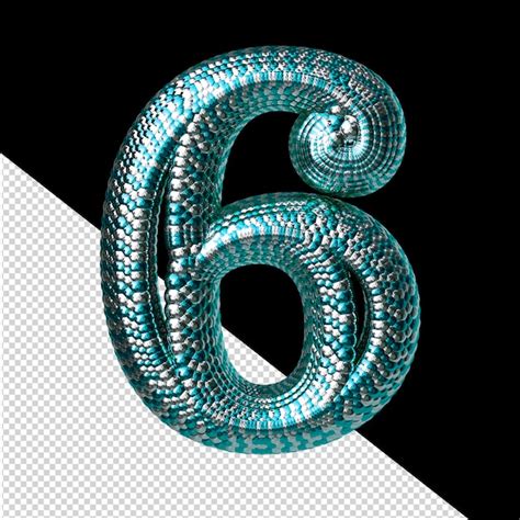 Símbolo Feito De Turquesa E Prata Como As Escamas De Uma Cobra Número 6