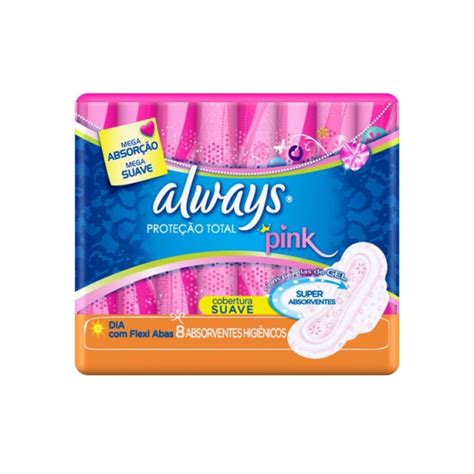 Absorventes Always Proteção Total Suave Com Abas Com 08 Unidades