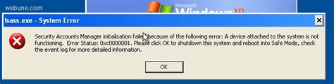 Security Accounts Manager Initialization Failed