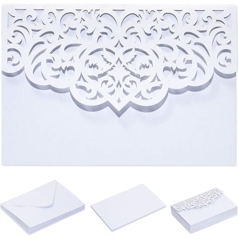 White Laser Cut Wedding Invitations With Envelopes 7 15 X 4 95 In 24