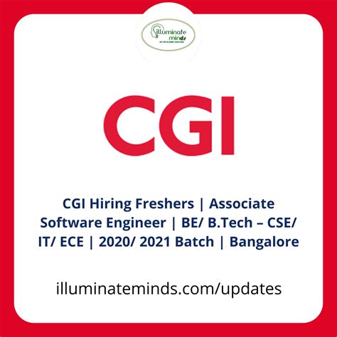 Cgi Hiring Freshers Associate Software Engineer Be Btech Cse It Ece 2020 2021 Batch