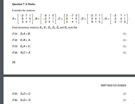 Solved Consider The Matrices A Chegg Com