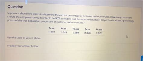 Solved Question Suppose A Shoe Store Wants To Determine The