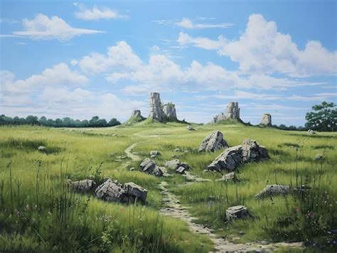 Premium Ai Image Plain Background Grassland