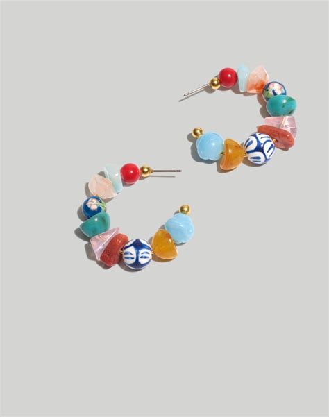 Bead Mix Medium Hoop Earrings Madewell