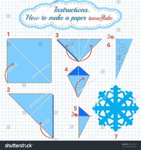 Instructions How Make Paper Snowflake Tutorial Stock Illustration 343579553 Shutterstock