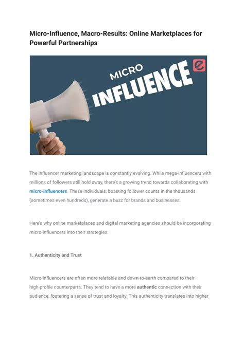Ppt Micro Influence Macro Results Online Marketplaces For Powerful