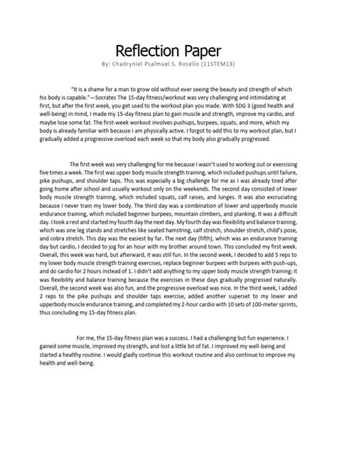 Rosello 11stem13 Reflection Paper Pdf Strength Training Physical