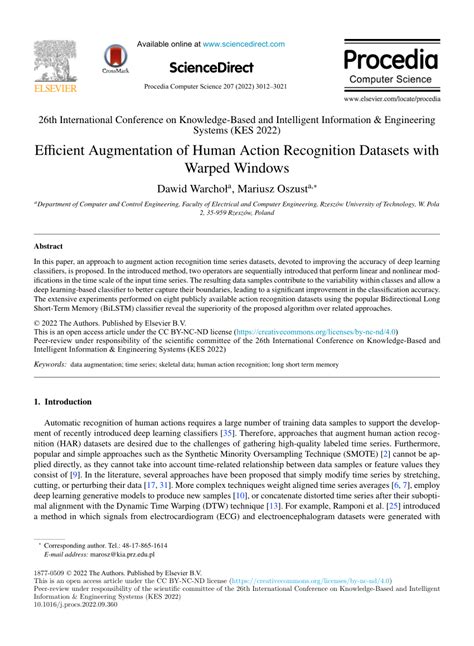 Pdf Efficient Augmentation Of Human Action Recognition Datasets With Warped Windows