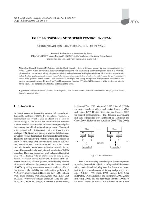 pdf fault diagnosis of networked control systems