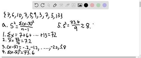Solved Calculate The Sample Variance S2 Using The Definition Formula