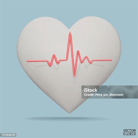 디자인을 위한 흰색 펄스 라인 아이콘이 있는 흰색 심장 심장 맥박 심장 박동 외로움 심전도 건강한 생활 방식 심장 지원 맥박 측정 의료 건강 관리 개념 3d 벡터 그림입니다