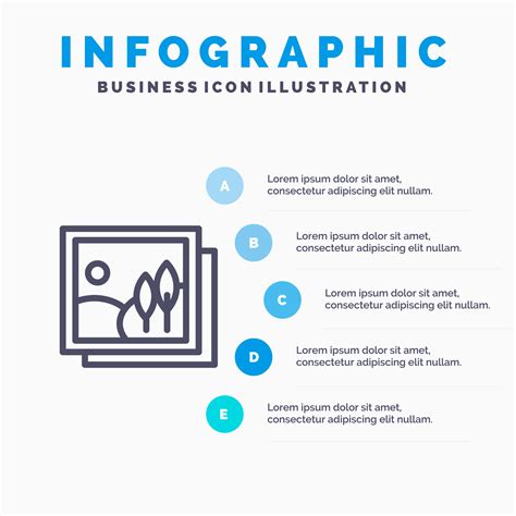 Frame Gallery Image Picture Blue Infographics Template 5 Steps Vector