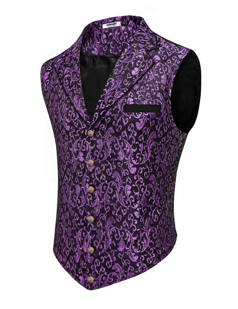Coofandy Paisley Vests For Men Victorian Suit Vest Gothic Tuxedo Vests