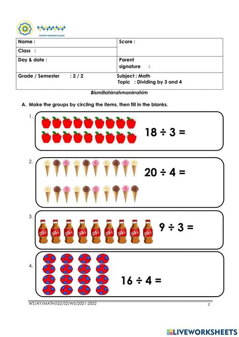 Dividing By 3 And 4 Worksheet Worksheets Library