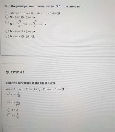 Solved Find The Principal Unit Normal Vector N For The Curve Chegg