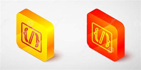 Isometric Line Programming Language Syntax Icon Isolated On Grey