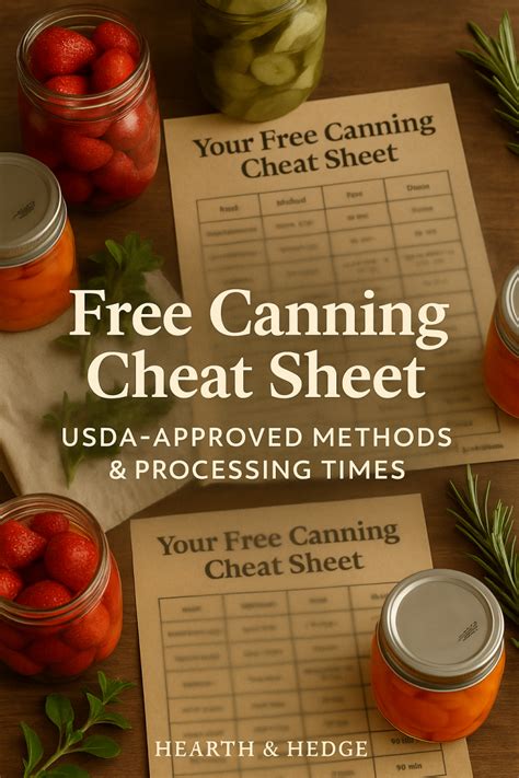 Free Canning Cheat Sheet For Beginners Hearth And Hedge