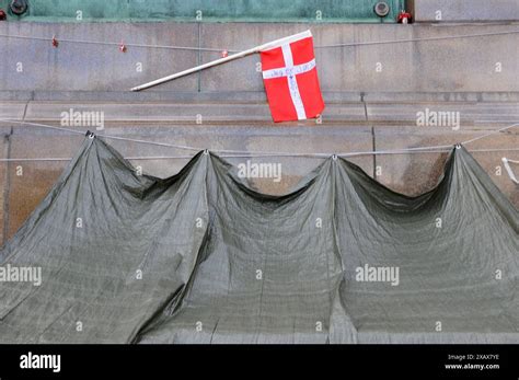 Copenhagen Denmark09 June 2024 Danish Flag Or Dannbebrog Message Read I Am Proude Jew Infront