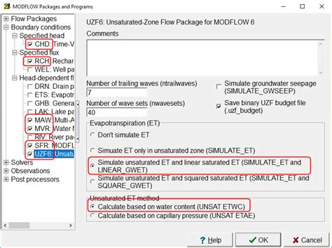 MODFLOW Example Activate Boundary Condition Packages
