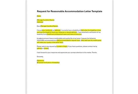 Request For Reasonable Accommodation Letter Template Accommodation