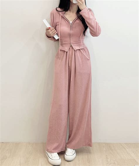 Set 투웨이후드집업와이드팬츠 투피스 트레이닝복 트레이닝세트 추리닝세트 추리닝셋업 트레이닝셋업 투웨이집업 와이드바지 와이드팬츠 에이블리