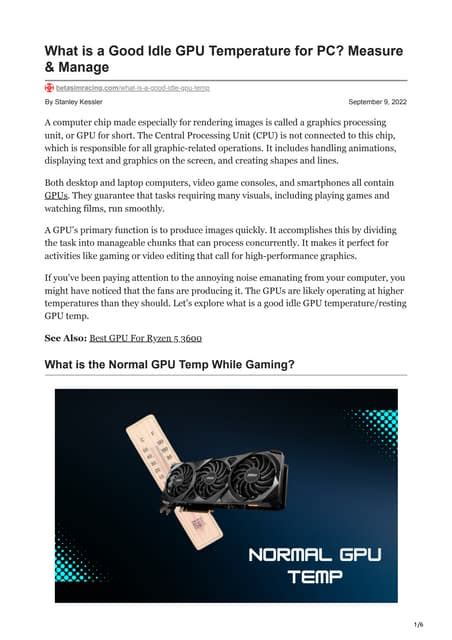 What Is A Good Idle Gpu Temperature For Pc Measure Amp Manage