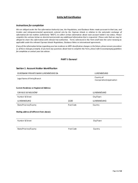 Fillable Online 2024 Crs Entity Self Certification Form Fax Email