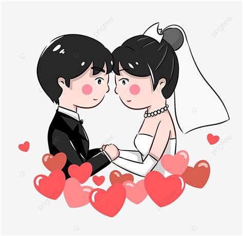 รูปการ์ตูนแต่งงานจับมือเจ้าบ่าวเจ้าสาว Png งานแต่งงานการ์ตูน งาน