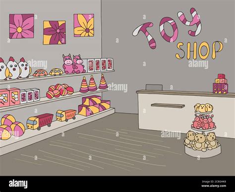 Toy Shop Graphic Color Interior Sketch Illustration Vector Stock Vector
