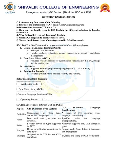Question Bank Sol Pdf Ajax Programming C Sharp Programming