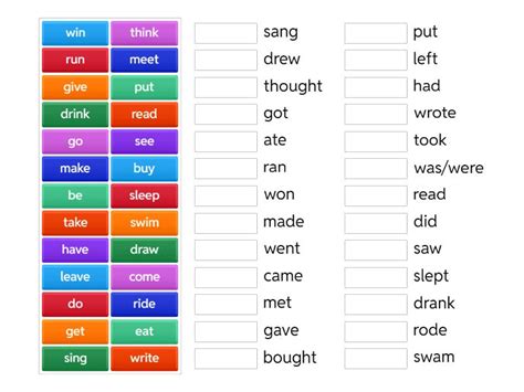 Irregular Verbs Fly High 3 Match Up