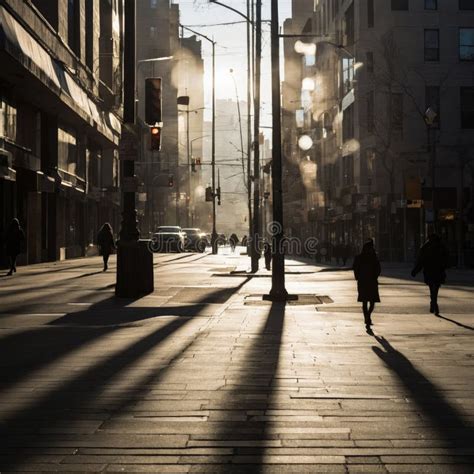 Highcontrast Geometric Shadow And Light City Street Composition Stock