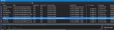 Debugging Nsipdb Cannot Load Symbol Error When I Am Trying To Toggle