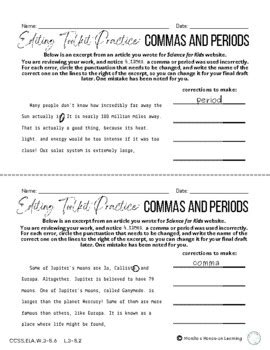 Editing Toolkit Practice Editing For Commas And Periods TPT