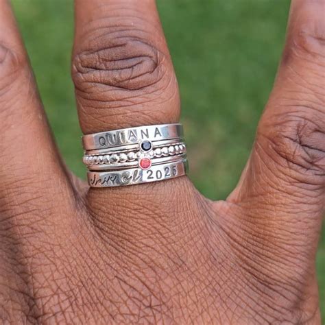 Class Ring Set Sterling Silver Modern Class Rings Personalized