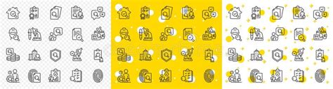 Inspection Line Icons Quality Research Testing And Safety Check Icons