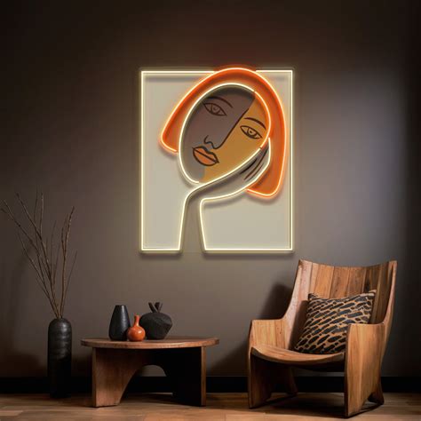 Thinking Girl Face Abstract Art Picasso Neon Led Sign Lynseriess