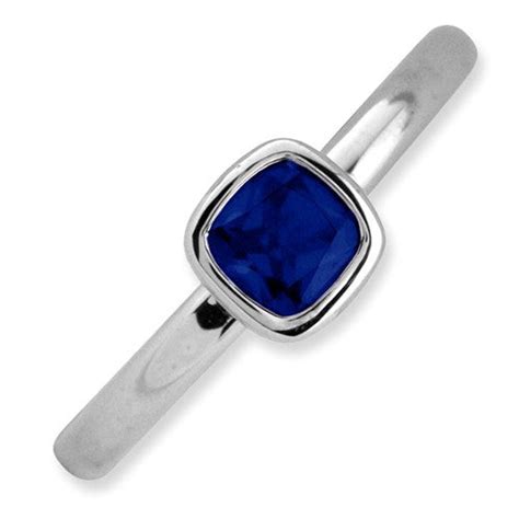 Sterling Silver Stackable Expressions Cushion Blue Sapphire Ring