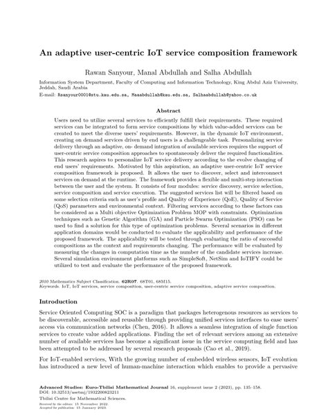 Pdf An Adaptive User Centric Iot Service Composition Framework