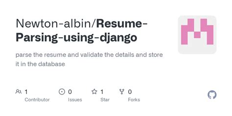 GitHub Newton Albin Resume Parsing Using Django Parse The Resume And Validate The Details And
