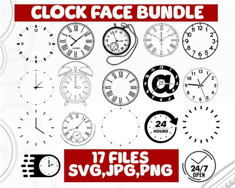 Clock Face SVG Bundle Clock Svg Clock Face Clipart Bundle Cut Files Clock Numbers Svg Roman
