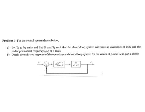 solved problem 1 for the control system shown below a let