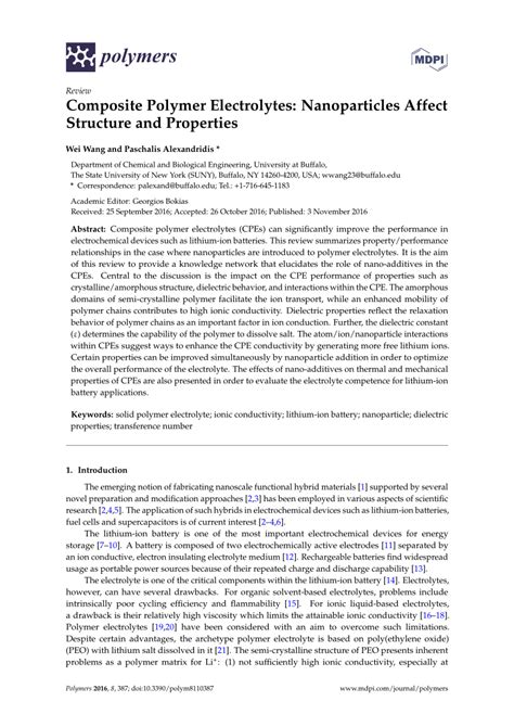 Pdf Composite Polymer Electrolytes Nanoparticles Affect Structure And Properties
