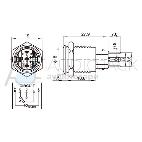 Кнопка антивандальна LAS3-16F-11EM, без фіксації, IP67, LED 12V, 3А ...