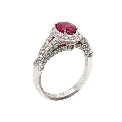 18k White Gold Ruby Ring Pink Diamond
