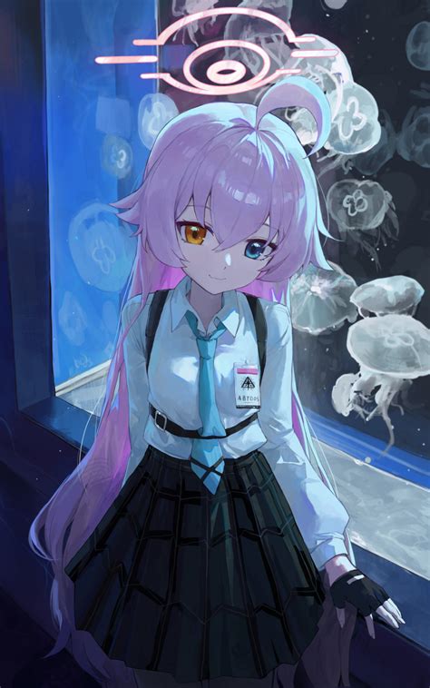 Safebooru 1girl Absurdres Ahoge Aquarium Black Gloves Black Skirt