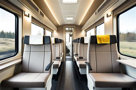 Modern Train Interior With Sleek Lines And Minimalist Design Featuring