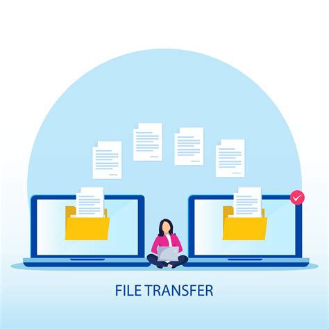 File Transfer Concept Backup Data Technology Cloud Upload And Download Flat Vector Template